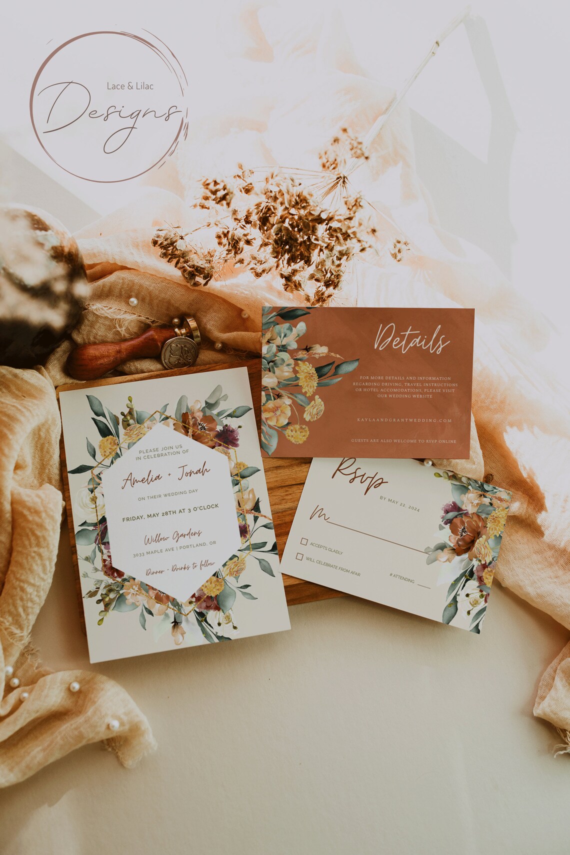JUNE Rustic Fall Wedding Invitation Bundle Wedding - Etsy