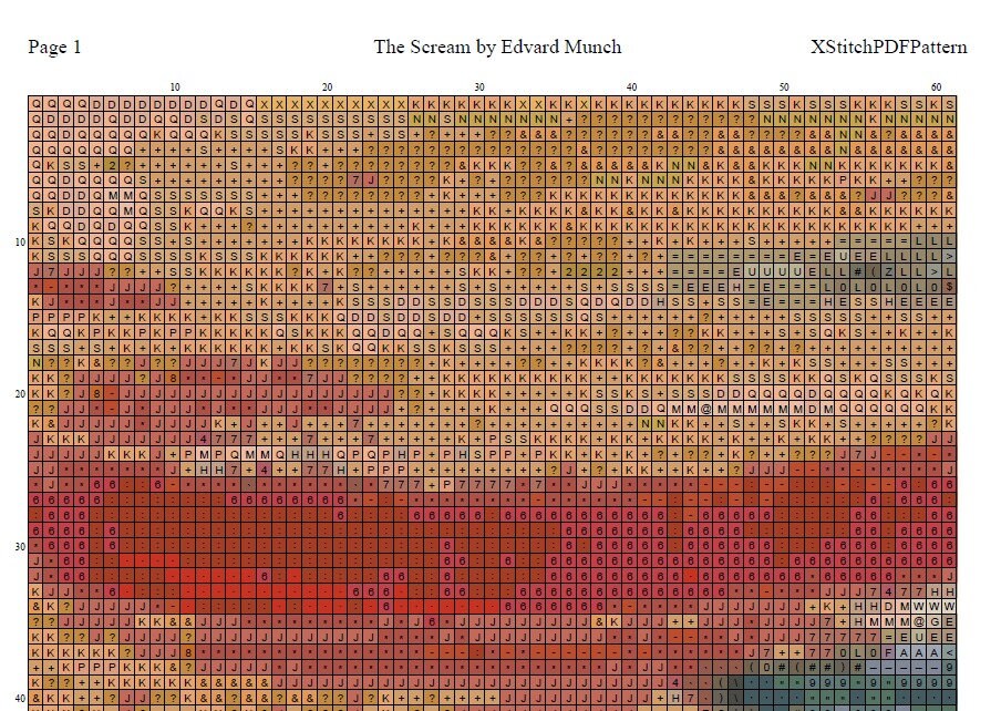 The Scream Cross Stitch Pattern Pdf Format - Etsy