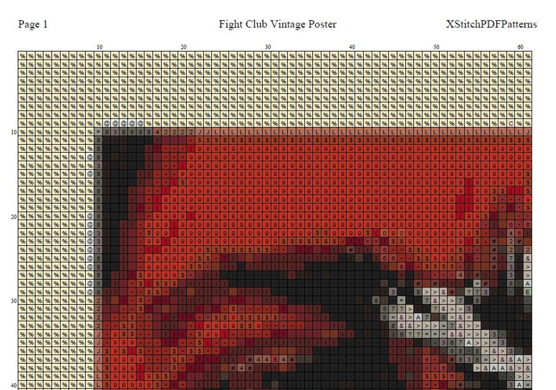 Fight Club Cross Stitch Pattern Pdf Format - Etsy