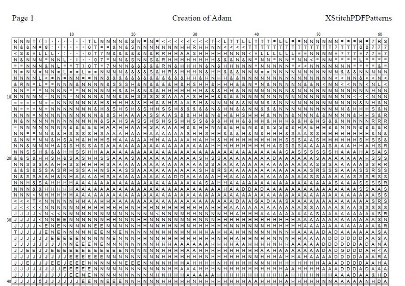 Creation of Adam Cross Stitch Pattern Pdf Format - Etsy