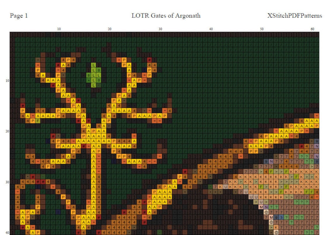 LOTR Gates of Argonath Stained Glass Cross Stitch Pattern Pdf Format - Etsy