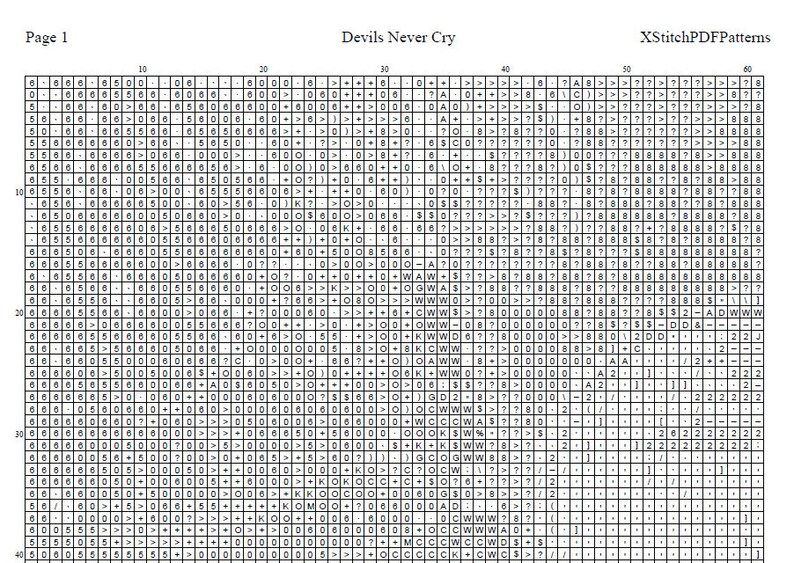 Devils Never Cry Cross Stitch Pattern Pdf Format - Etsy