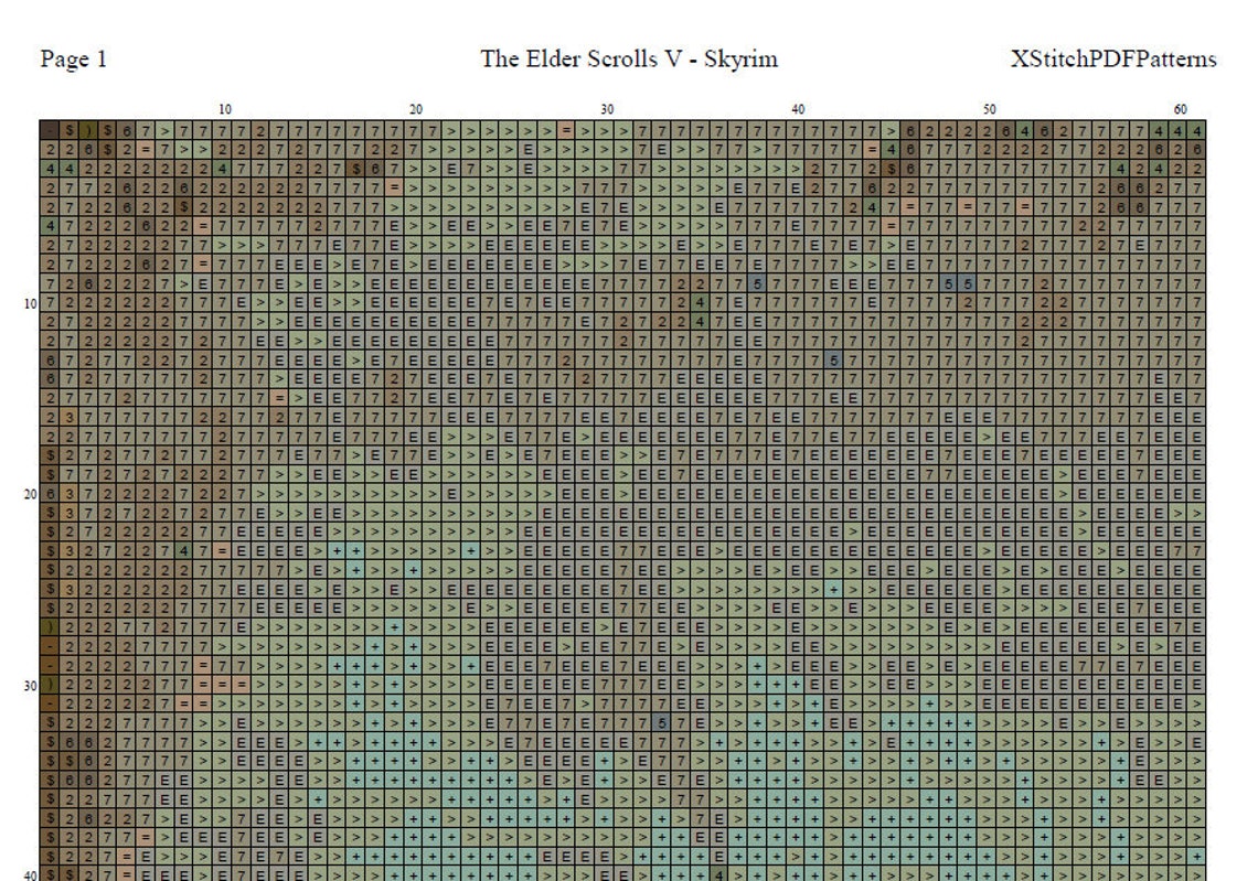 The Elder Scrolls V Skyrim Cross Stitch Pattern Pdf Format | Etsy