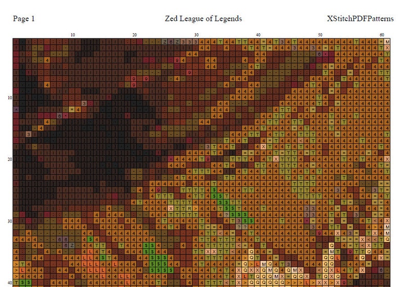 Lol Zed Cross Stitch Pattern Pdf Format - Etsy
