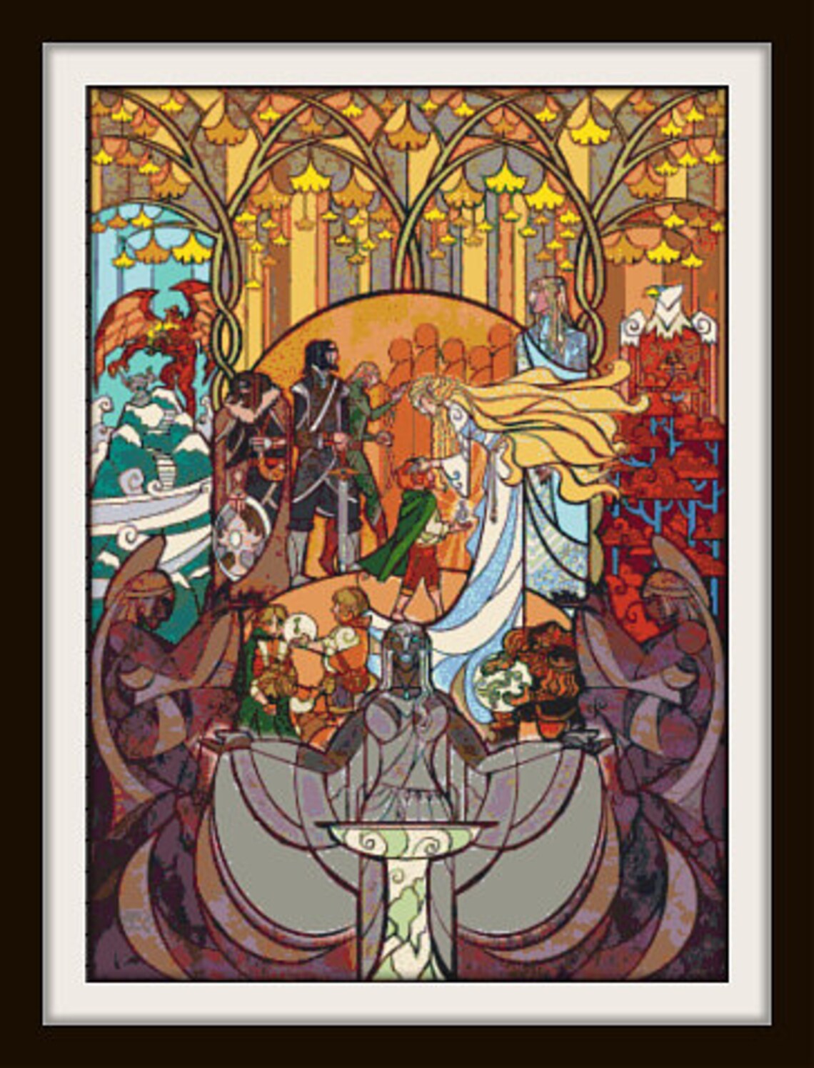 LOTR Welcome From Lothlorien Stained Glass Cross Stitch Pattern Pdf ...