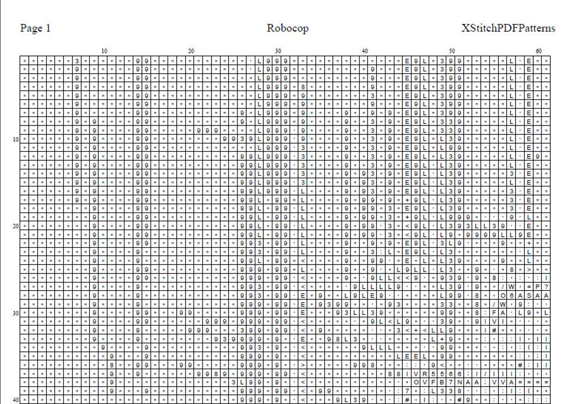 Robocop Cross Stitch Pattern Pdf Format - Etsy