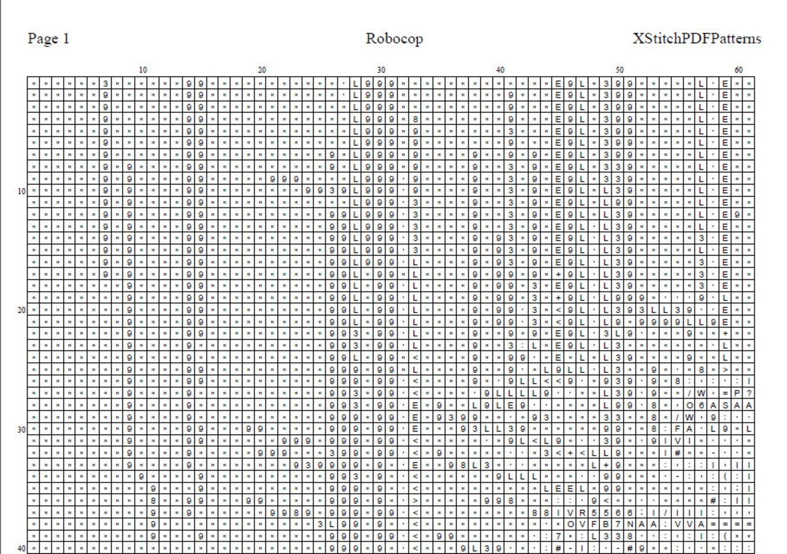 Robocop Cross Stitch Pattern Pdf Format - Etsy