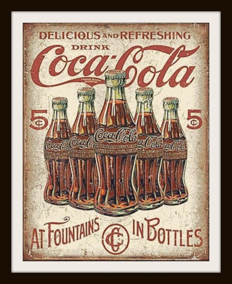 Coca-cola Cross Stitch Pattern Pdf Format - Etsy