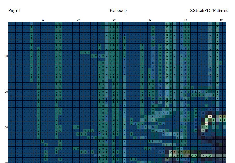 Robocop Cross Stitch Pattern Pdf Format - Etsy