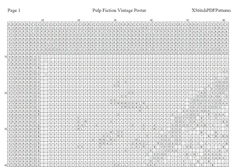 Pulp Fiction Cross Stitch Pattern Pdf Format - Etsy