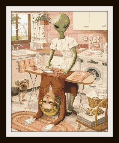 Alien Ironing Cross Stitch Pattern Pdf Format - Etsy