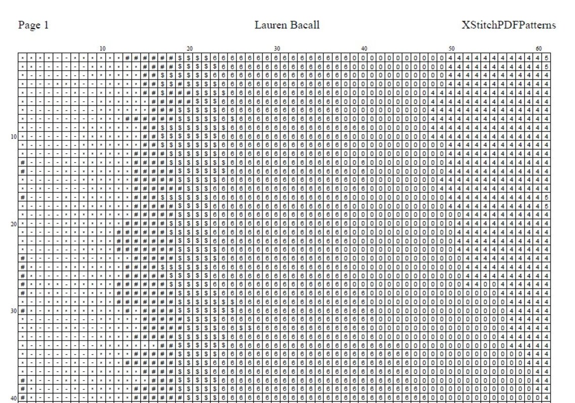 Lauren Bacall Cross Stitch Pattern Pdf Format - Etsy