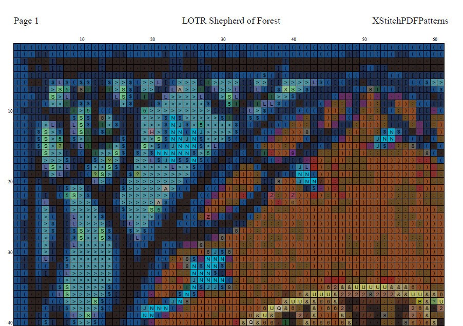 LOTR Shepherd of the Forest Stained Glass Cross Stitch Pattern Pdf ...