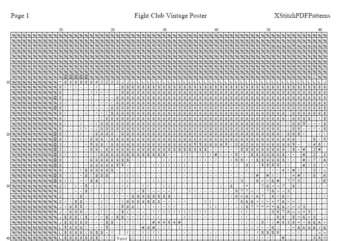 Fight Club Cross Stitch Pattern Pdf Format - Etsy