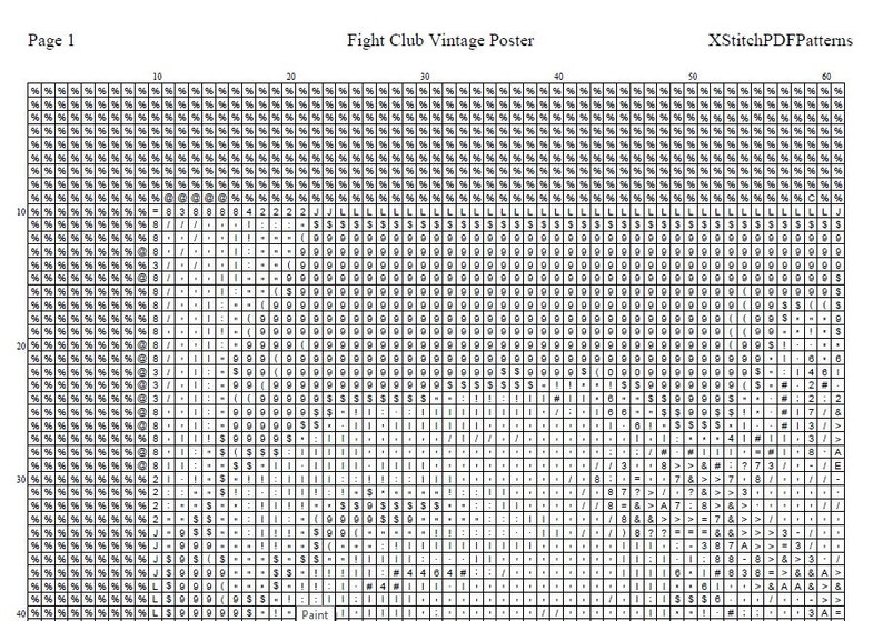 Fight Club Cross Stitch Pattern Pdf Format - Etsy
