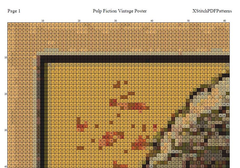 Pulp Fiction Cross Stitch Pattern Pdf Format - Etsy