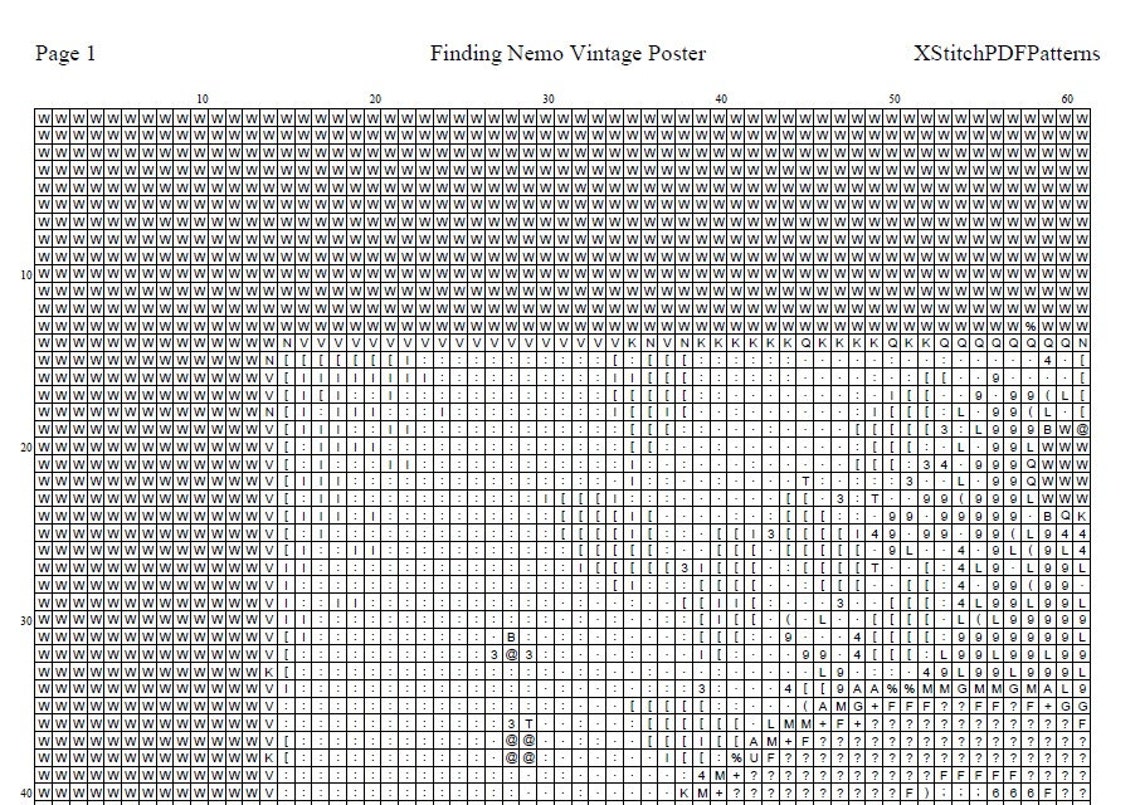 Finding Nemo Cross Stitch Pattern Pdf Format - Etsy