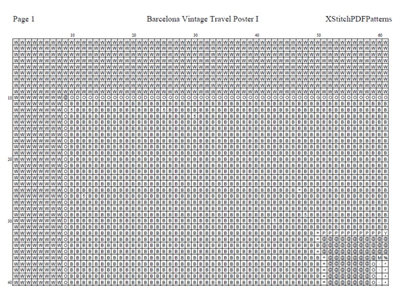 Barcelona Cross Stitch Pattern Pdf Format - Etsy