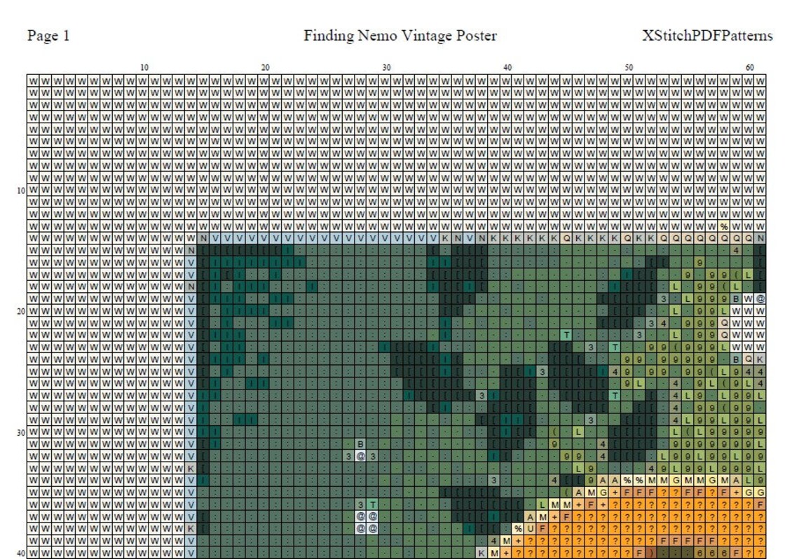 Finding Nemo Cross Stitch Pattern Pdf Format - Etsy