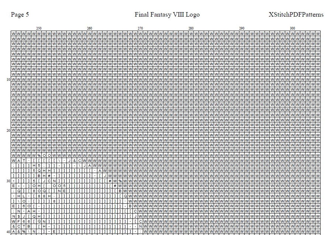 Final Fantasy VIII Logo Cross Stitch Pattern Pdf Format - Etsy