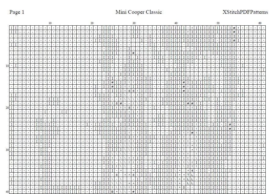 Mini Cooper Classic Cross Stitch Pattern Pdf Format - Etsy