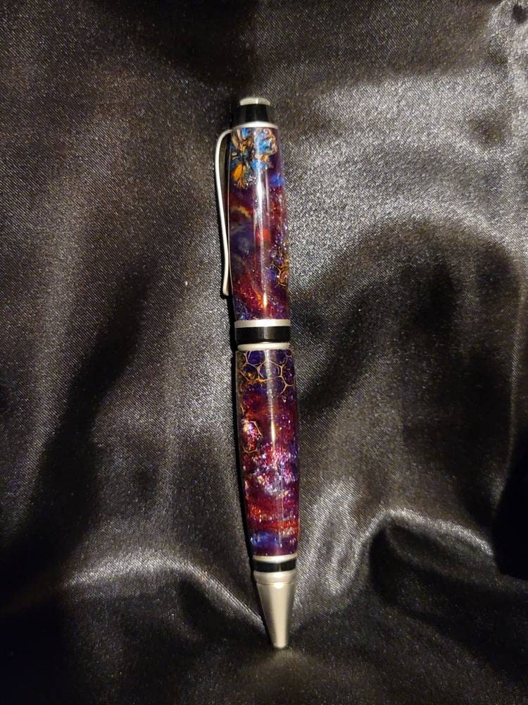 Cigar Style Pen in Satin Nickle Finish Rainbow Epoxy and Gum - Etsy