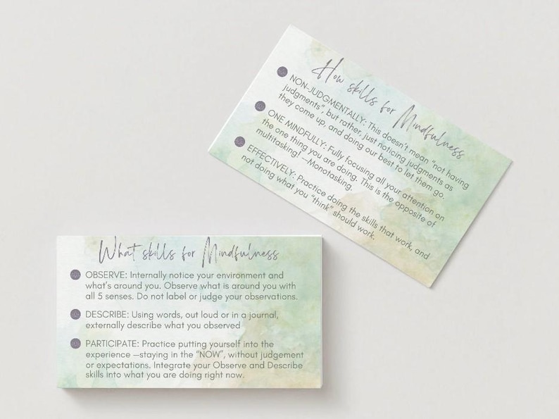 DBT Mindfulness What and How Skills--printable Wallet Sized Cards - Etsy