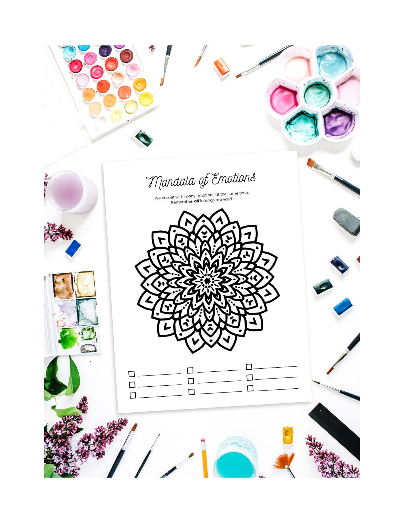 Emotion Identification Mandala Coloring Page/worksheet - Etsy