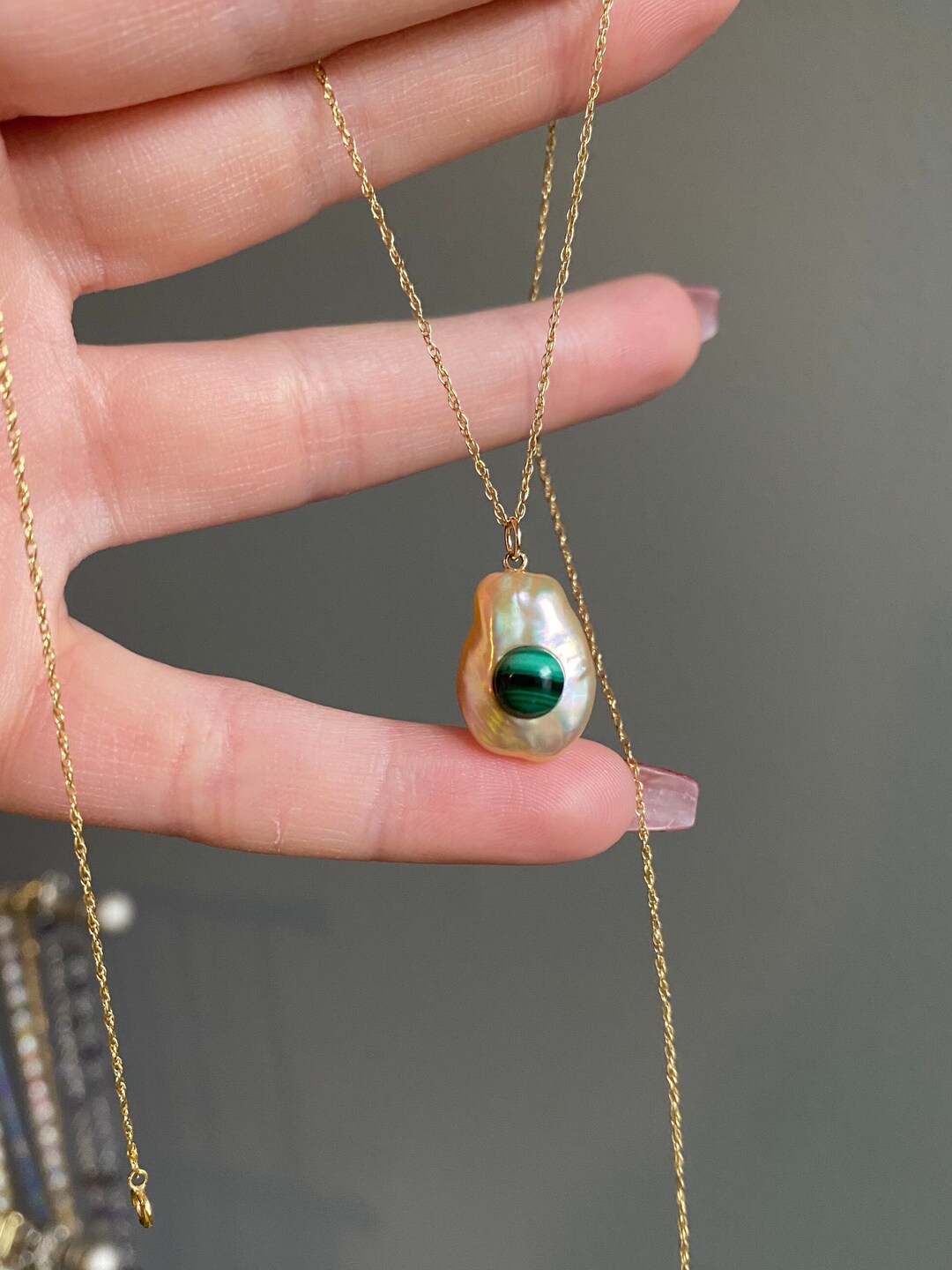 14k Gold Handmade Charms - Pearl and Crystal Charms - Charm Necklace ...