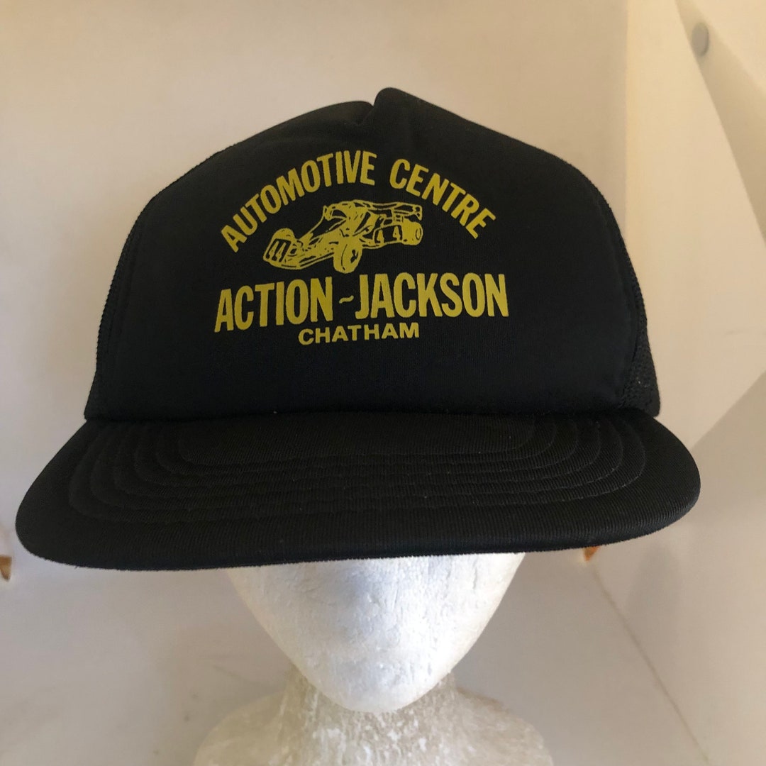 Vintage Auto Motive Centre Action Jackson Trucker Snapback Hat ...