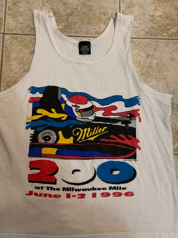Vintage the Milwaukee mile 200 NASCAR Tank top size m… - Gem
