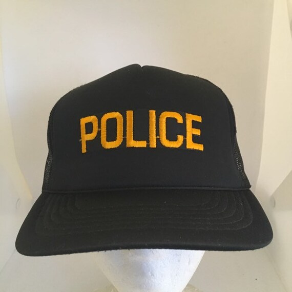 Vintage police Trucker SnapBack hat 1990s 80s D22 - Gem