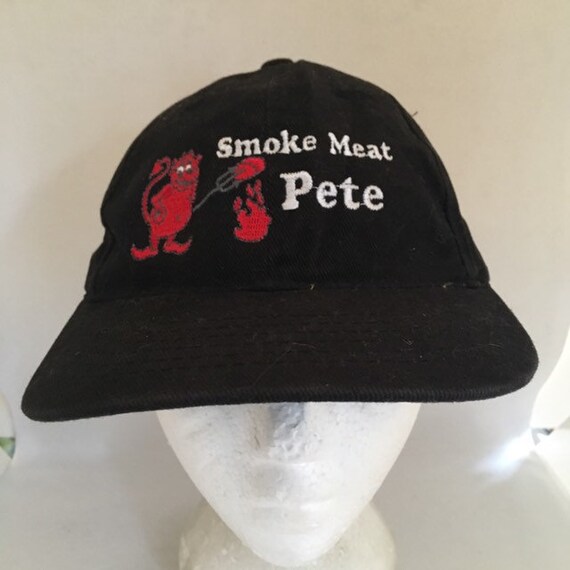 Vintage Smoke meat Pete Strapback hat 1990s 80s Z1 - Gem