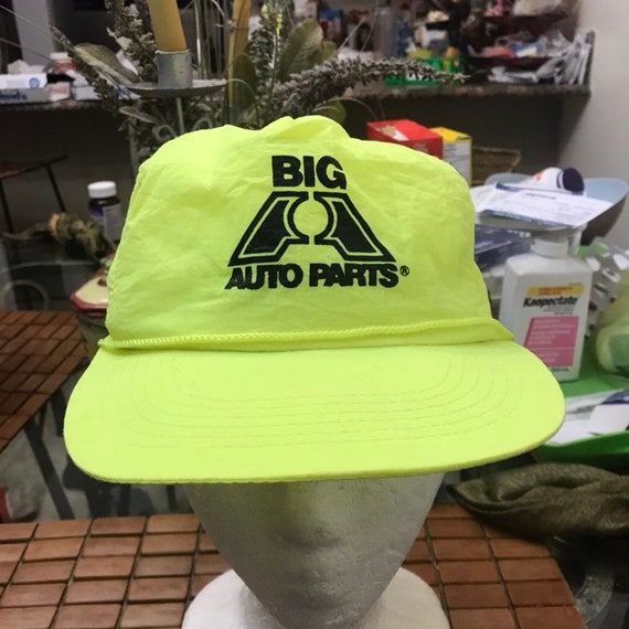 Vintage Big auto parts Trucker SnapBack hat neon 1980… - Gem