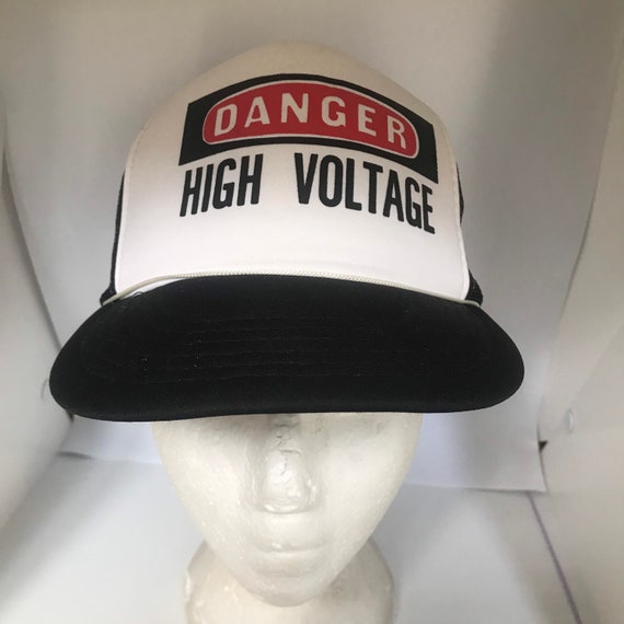 Vintage danger high-voltage Trucker Snapback hat adju… - Gem