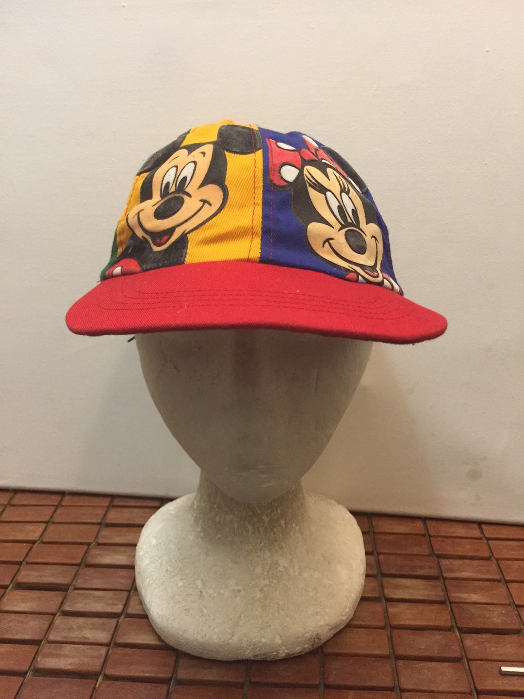 Vintage Mickey Mouse Disney Minnie Goofy Pinwheel Colorblock Strapback ...