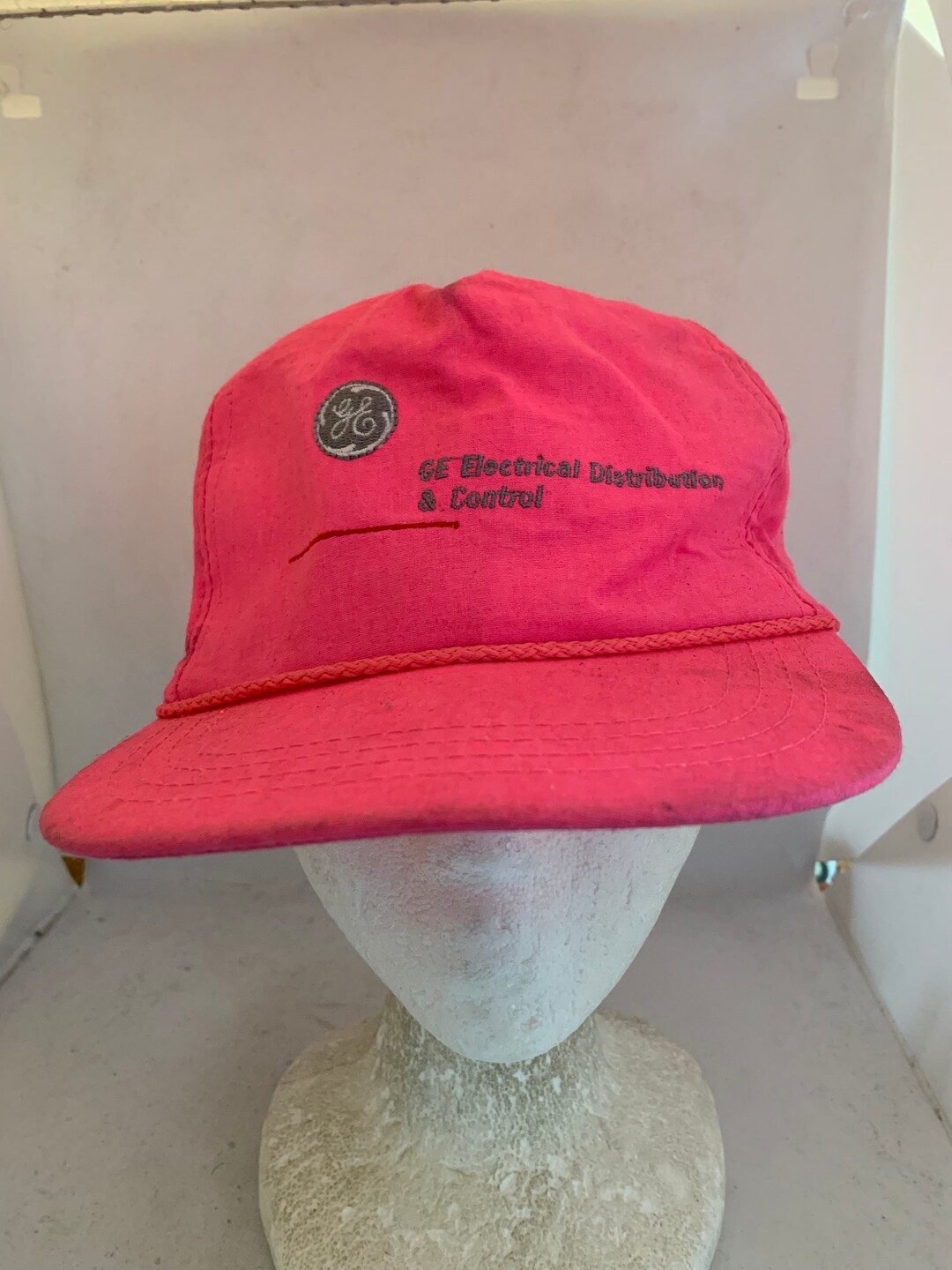 Vintage General Electric Neon Pink Trucker Snapback Hat 1990s 80s D12 ...
