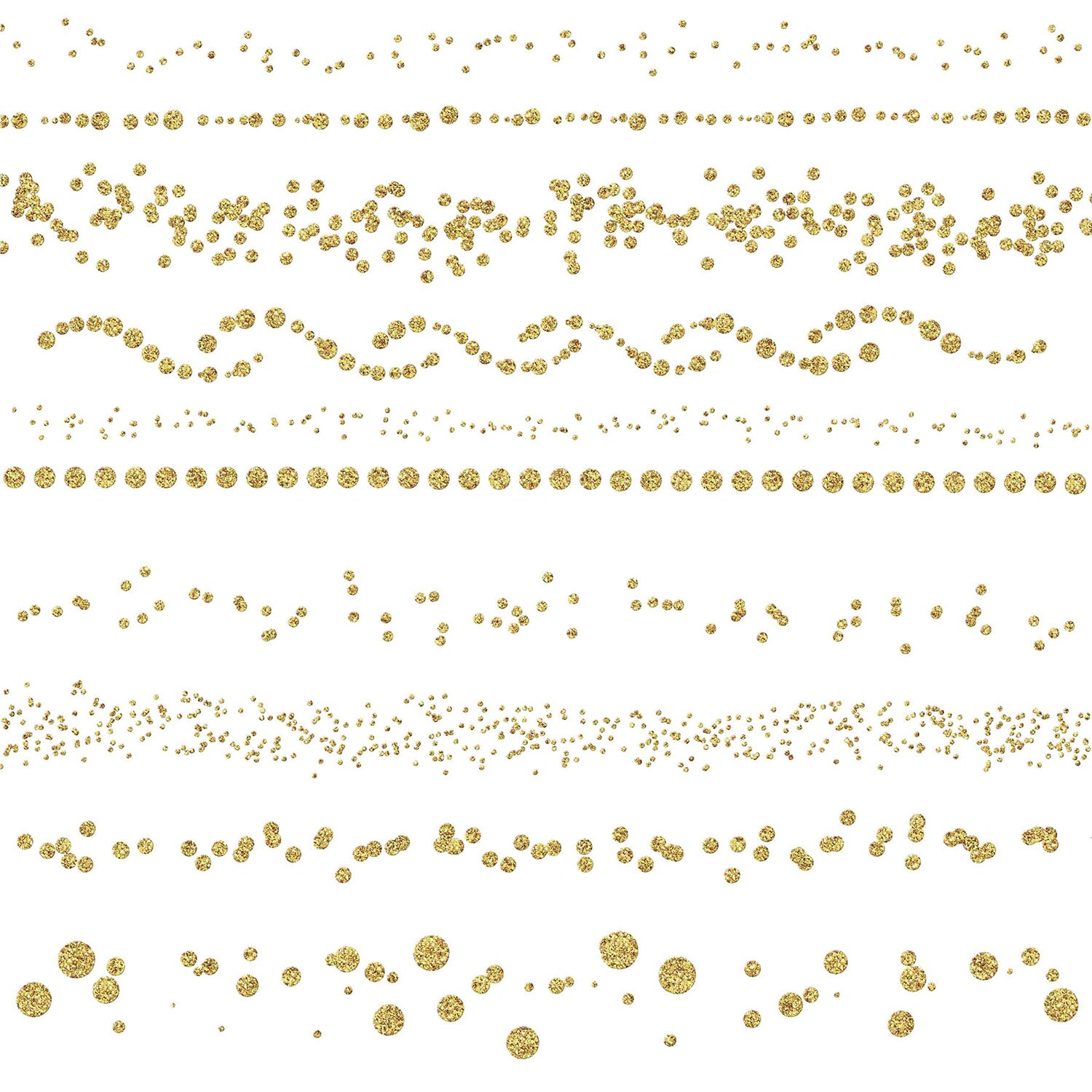 Gold glitter confetti borders and corners PNG 18 clipart | Etsy