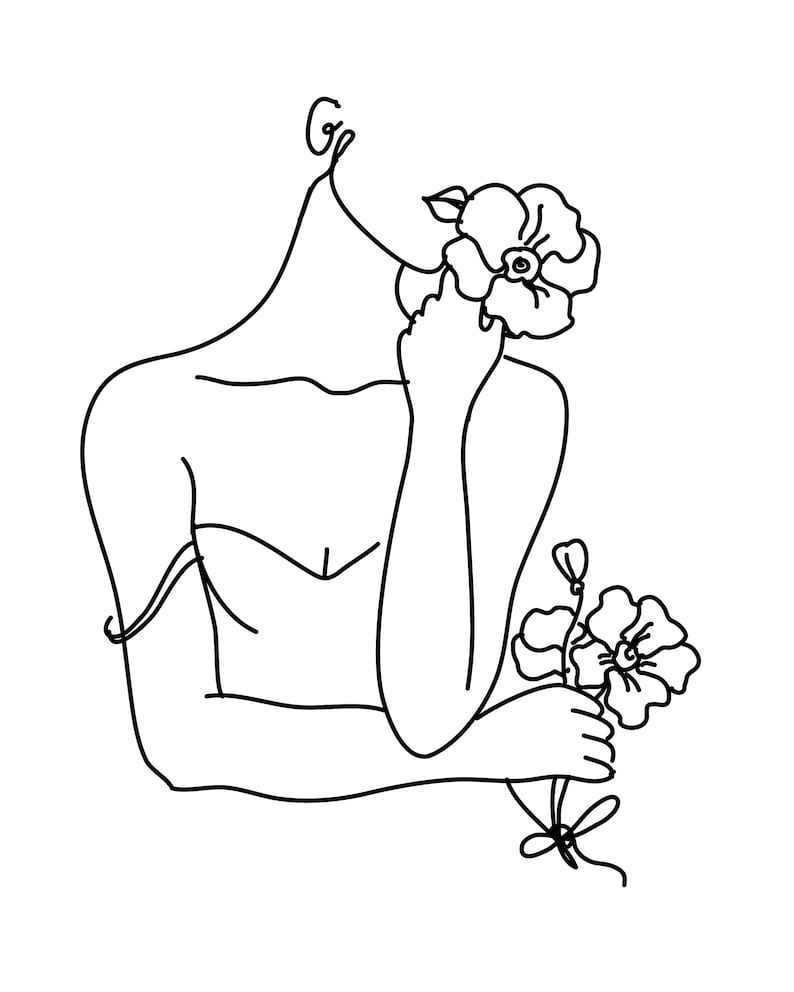 Minimalist Line Art Black & White DIGITAL PRINTS - Set of 4 (8" X 10 ...