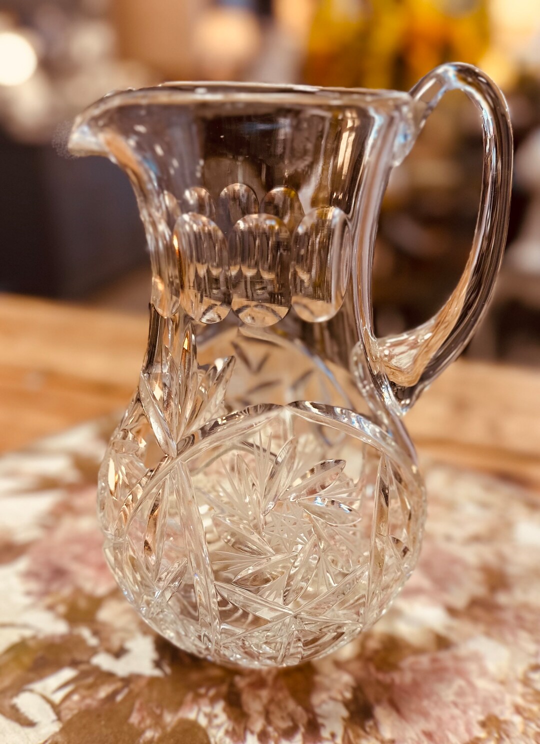 Vintage Crystal Pinwheel Pitcher - Etsy