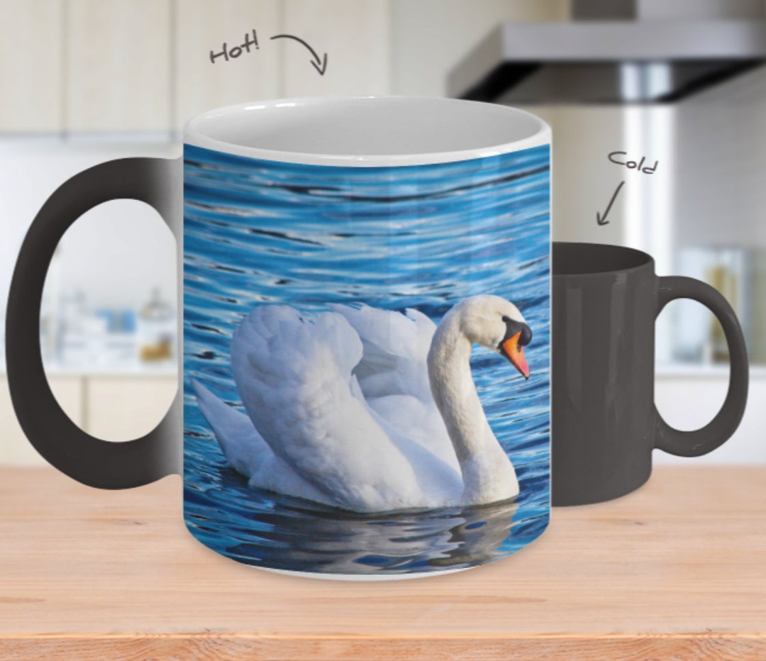 Swan Color Changing Mug, Swan Color Changing Cup, Swan Lover Gift, Gift ...