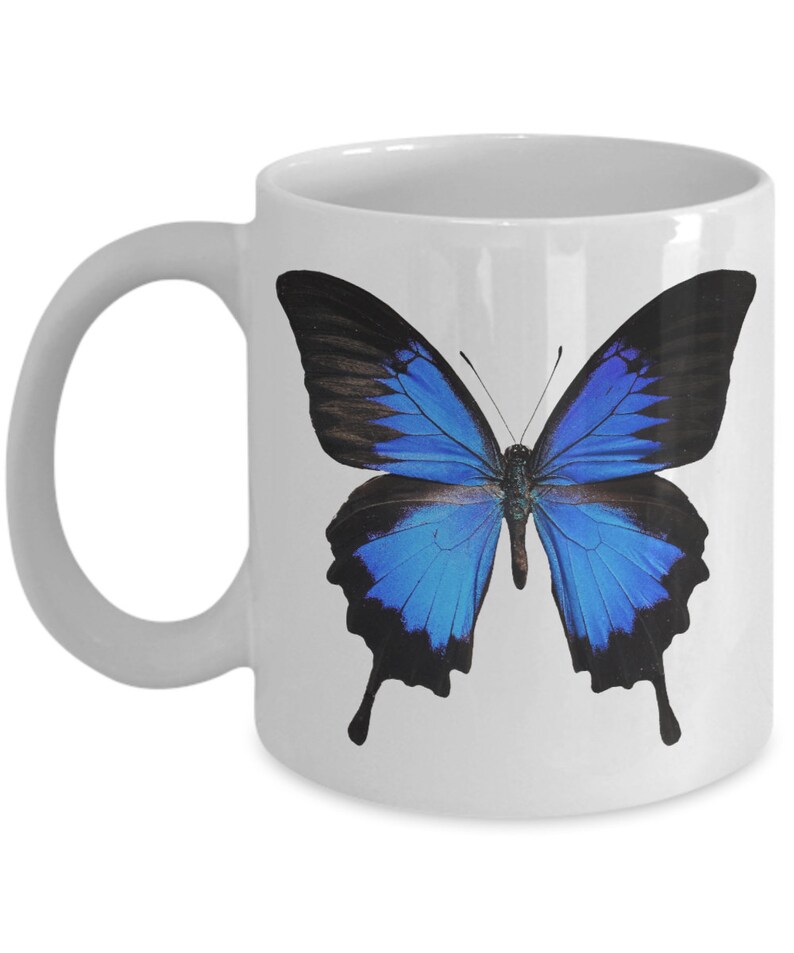 Blue Butterfly Mug, Blue Butterfly Cup, Butterfly Lovers Gift - Etsy