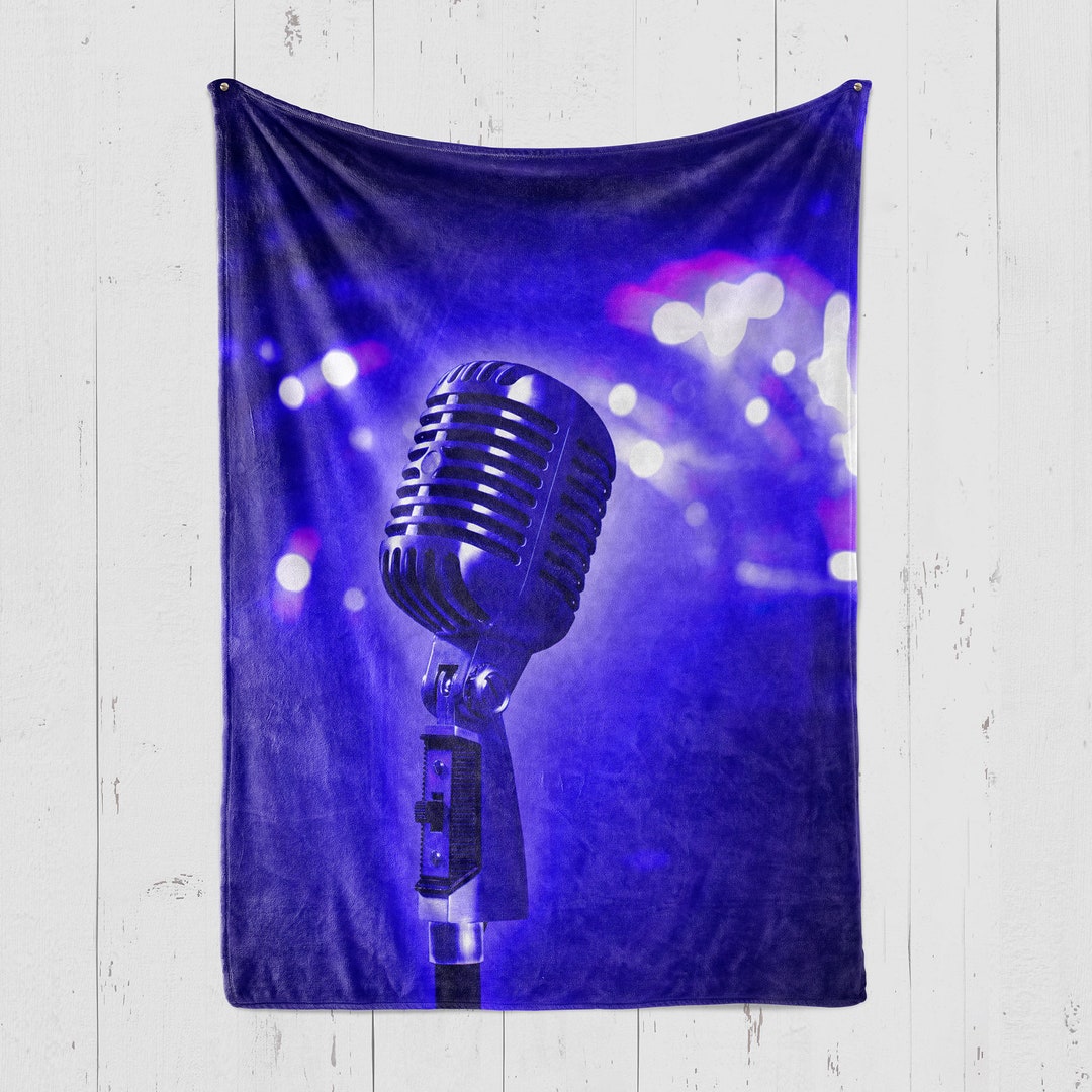 Microphone BLANKET Blue, Singer Vocalist Blanket, Singer Gift - Etsy