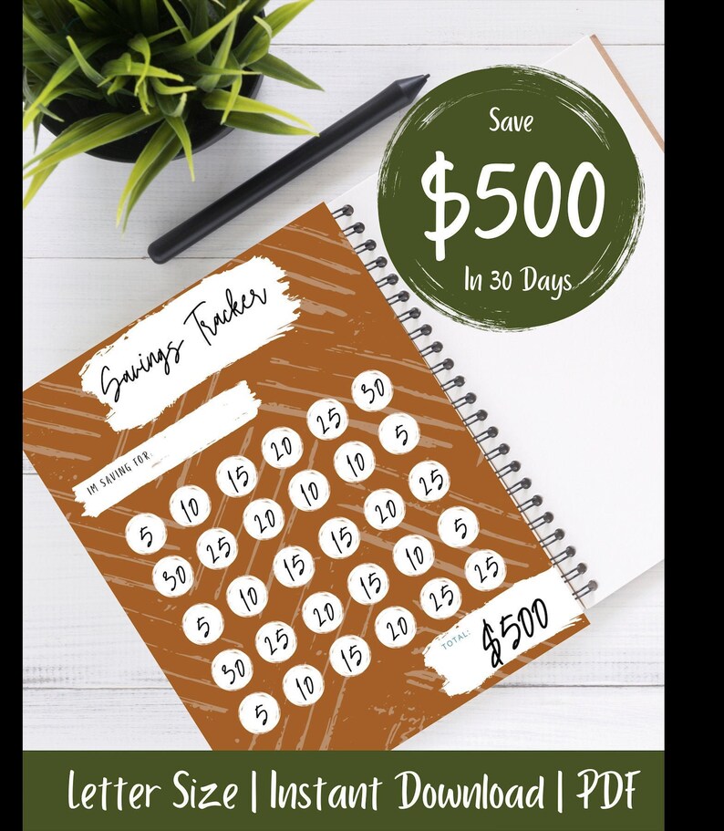 Money Saving Challenge Printable | Save 500 in 30 Days! | Savings ...