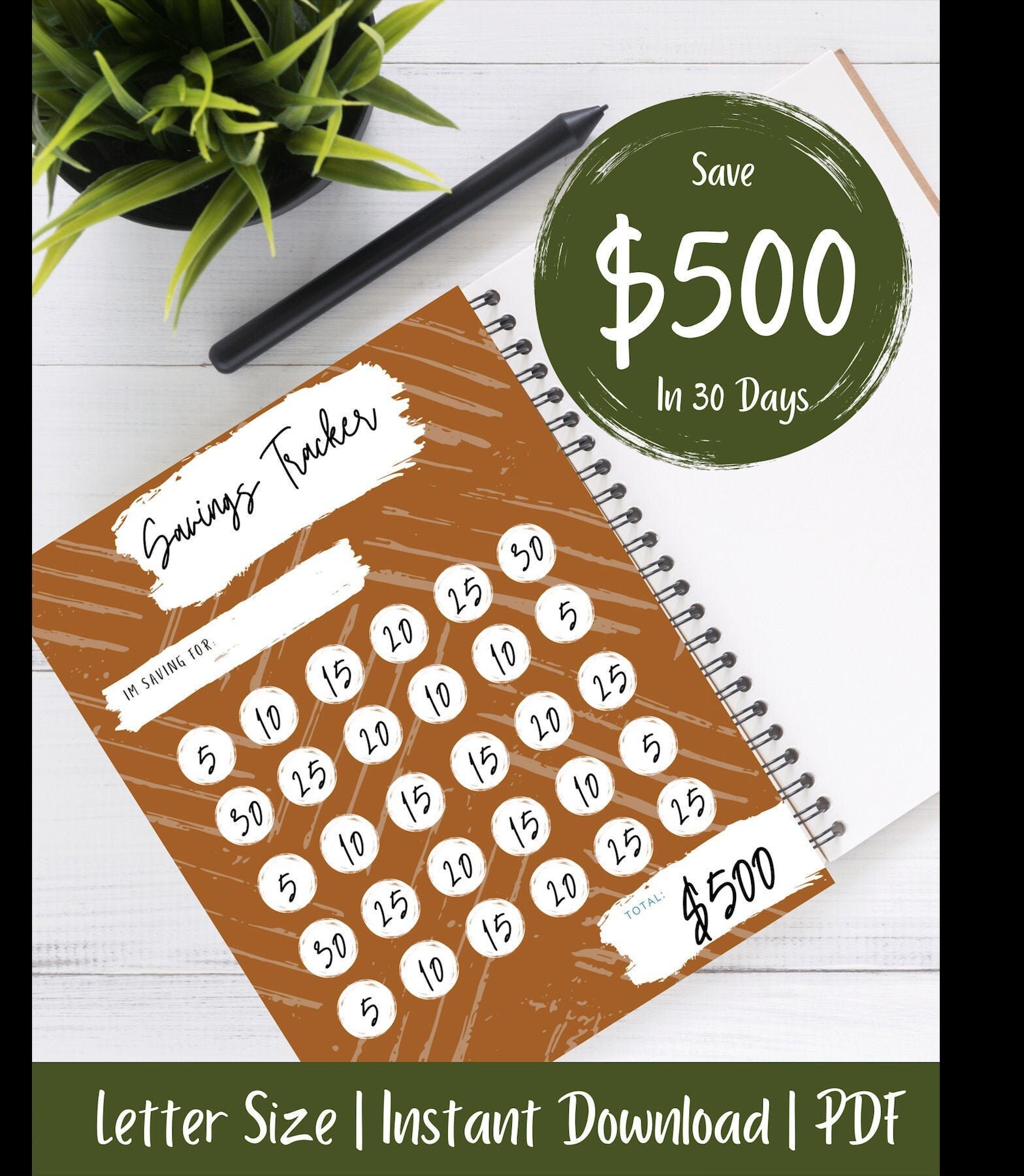Money Saving Challenge Printable | Save 500 in 30 Days! | Savings ...