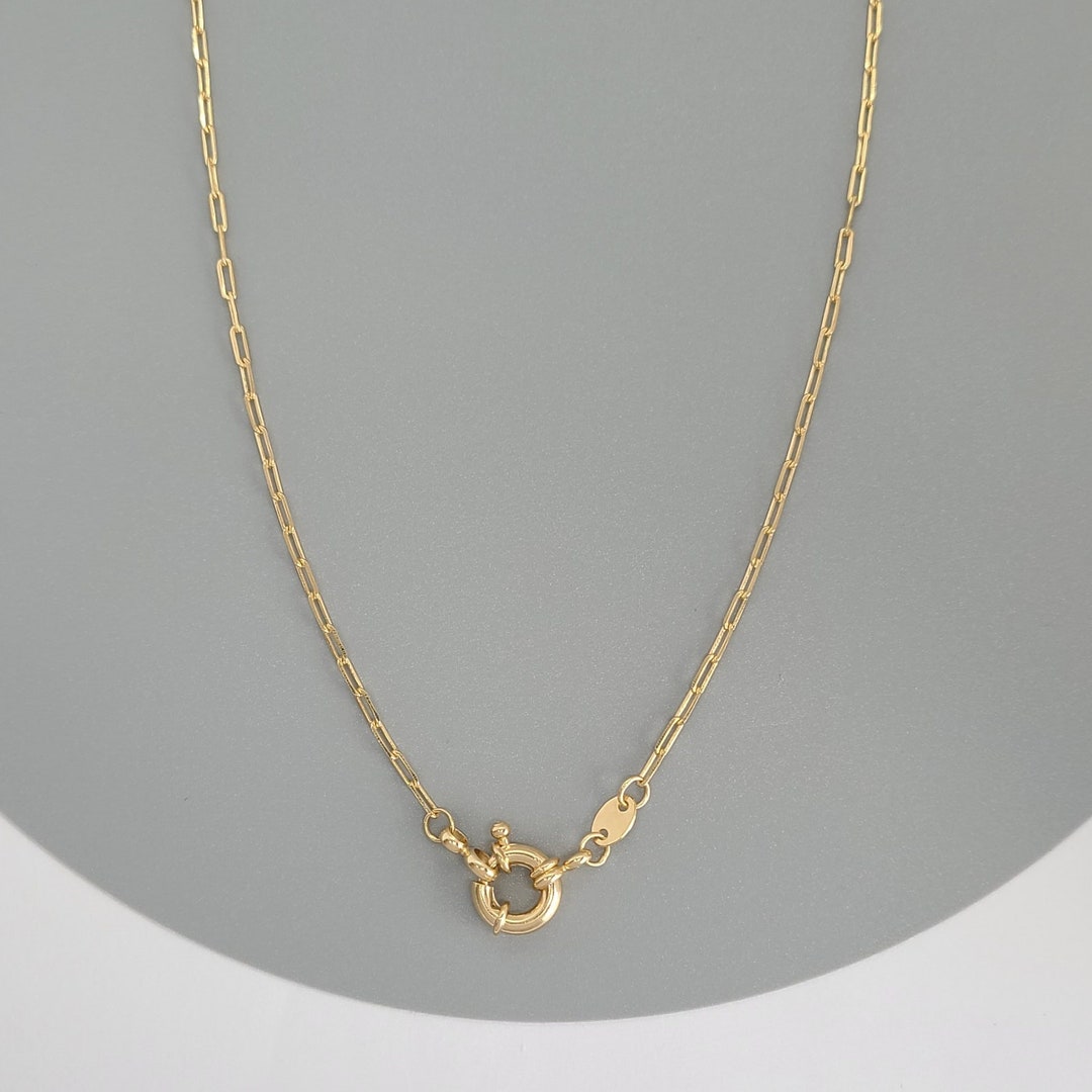 Paperclip Link Chain, Sailor Clasp, 2mm Chain, 18k Gold Filled Jewlery ...