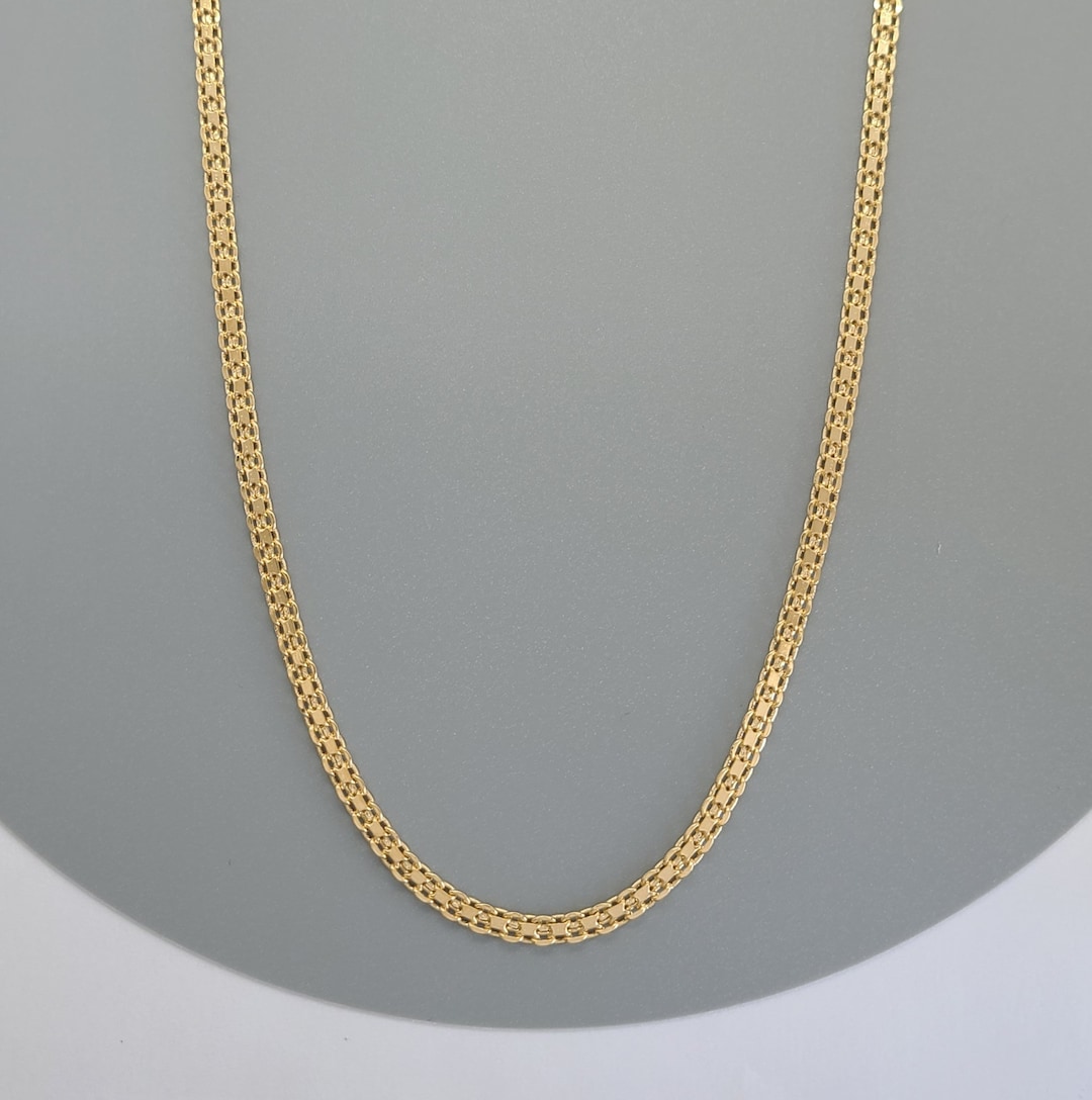 Bismark Link Chain, 4mm Bismark Chain, 18K Gold Filled Jewelry, Flat ...