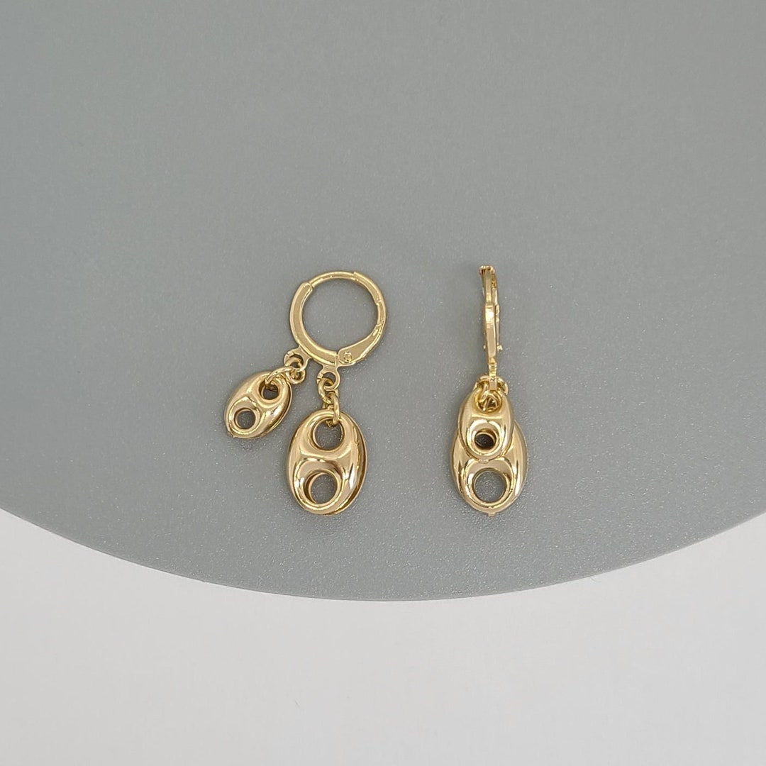 Puff Mariner Huggies, 18K Gold Filled Hoops, Dangle Puff Hoops, Small ...