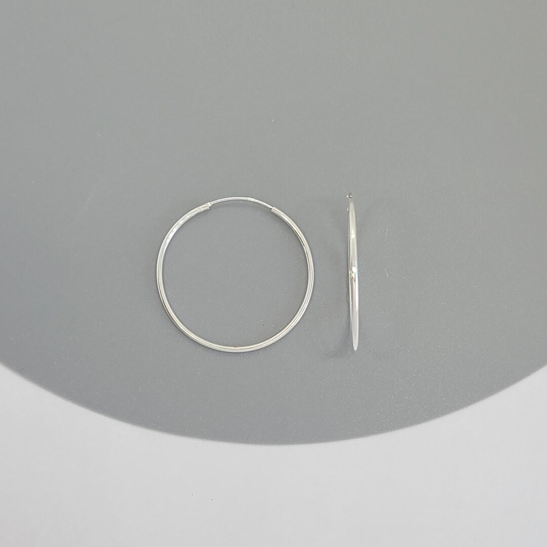 Plain Hoop, 925 Sterling Silver Jewelry, Continuous Hoop, Thin Hoop ...
