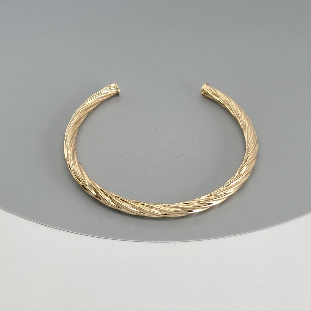 Open Twisted Bangle, 18K Gold Filled Jewelry, Rope Bangle Bracelet ...